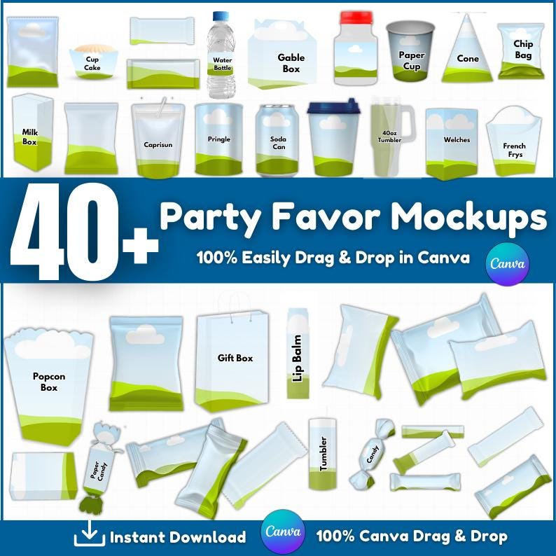 Party Favor Mockup Bundle 40+ Canva Editable Party Favor Mockup Bundle ...