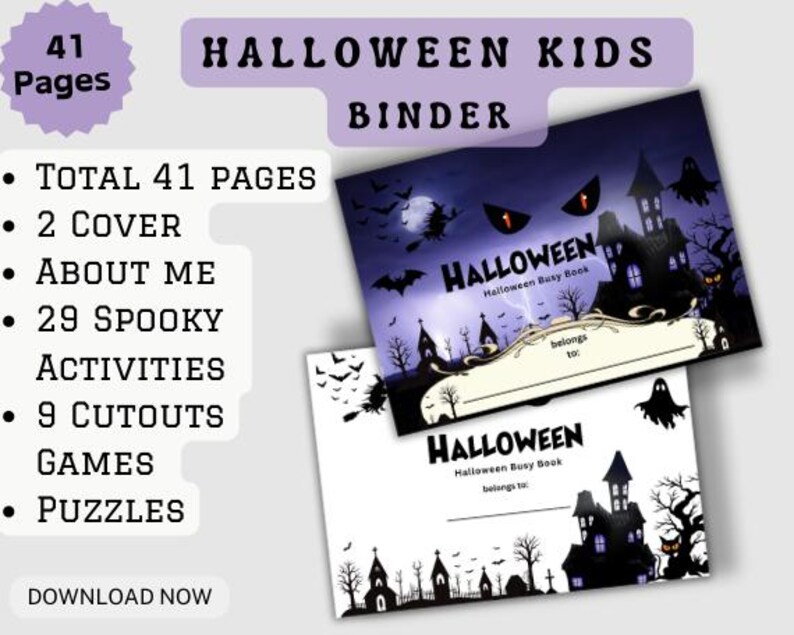 Halloween Busy Book Printable Toddler Learning Book Halloween ...