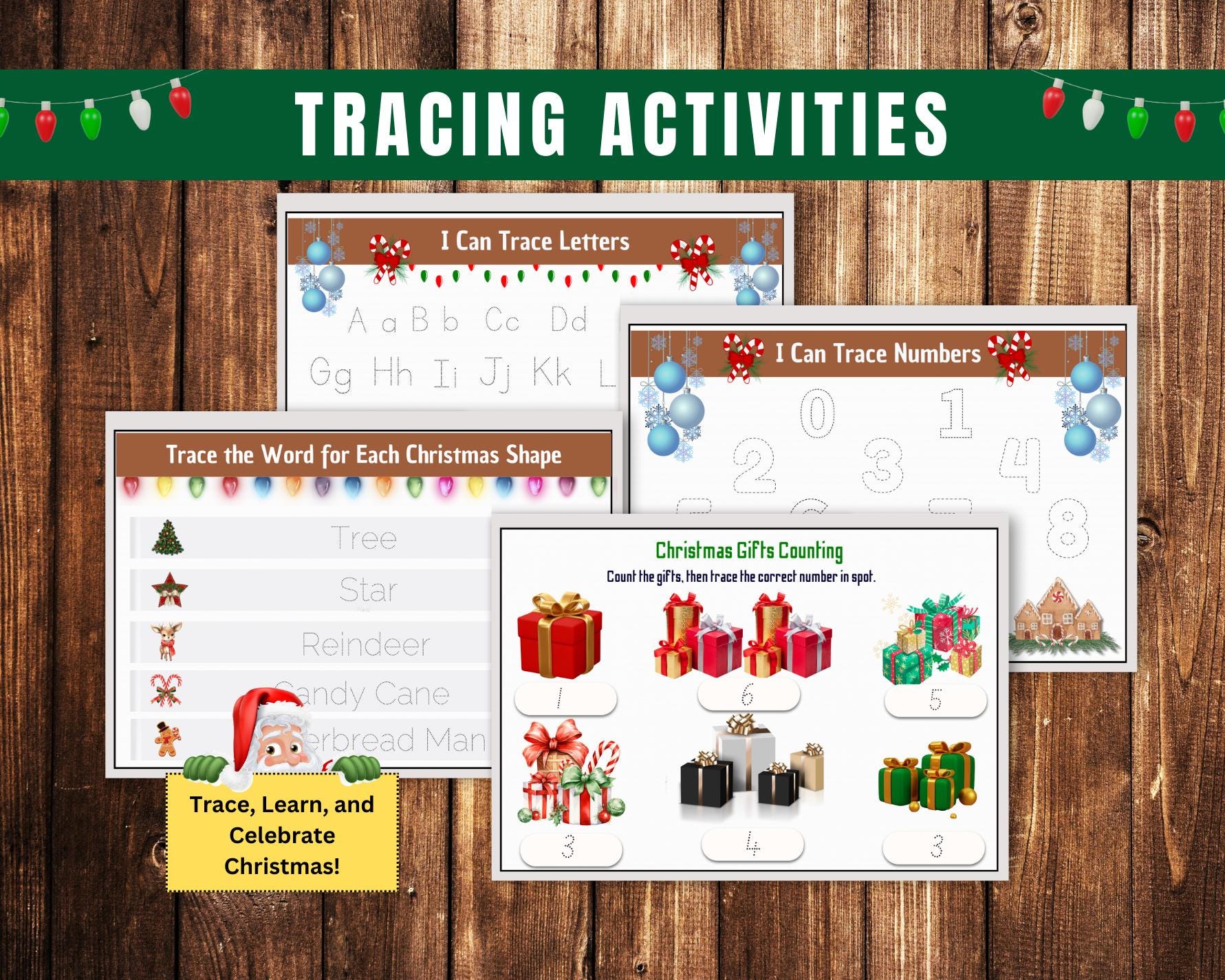 Preschool Worksheets Christmas Game Bundle: 40+ Family Activities ...