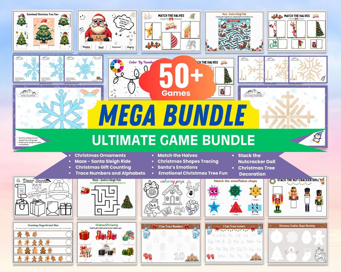 Printable Christmas Kids Game Bundle: 40+ Festive Activities (digital ...