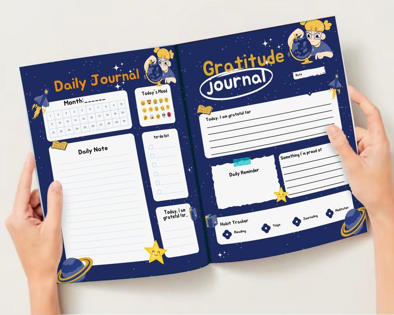 Kids Daily Journal Printable: Gratitude & Reflection, 4 Themes (PDF ...