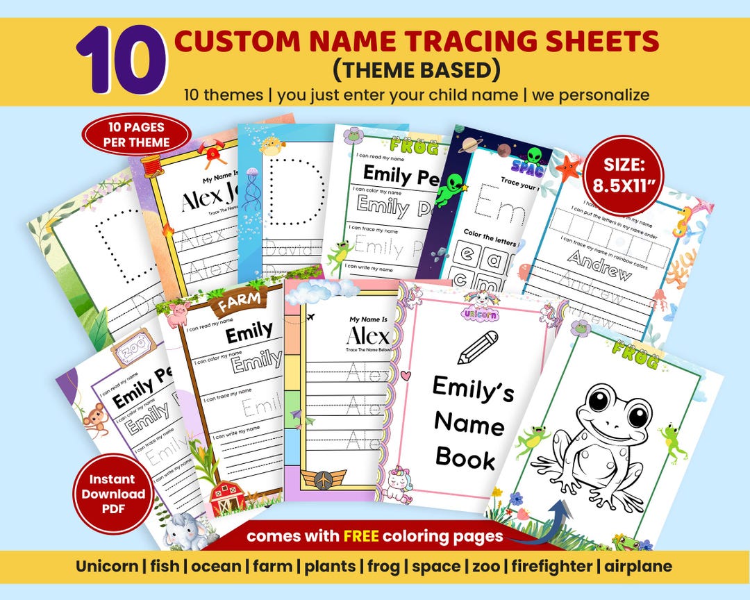 Custom Preschool Name Tracing Worksheets Handwriting Practice Sheets ...