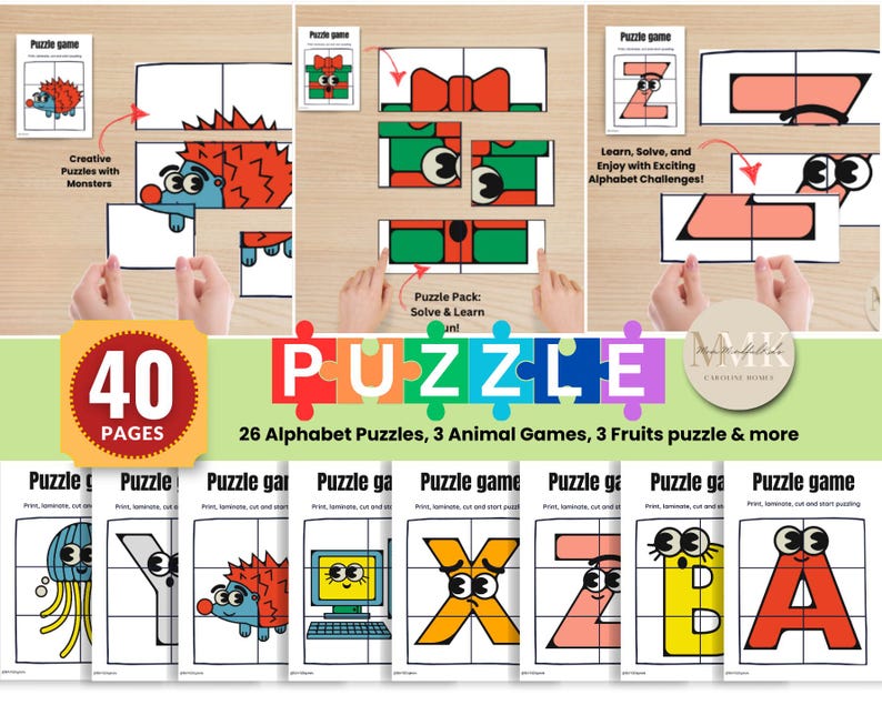 Montessori Puzzle Printable: Preschool Learning Activity (digital ...