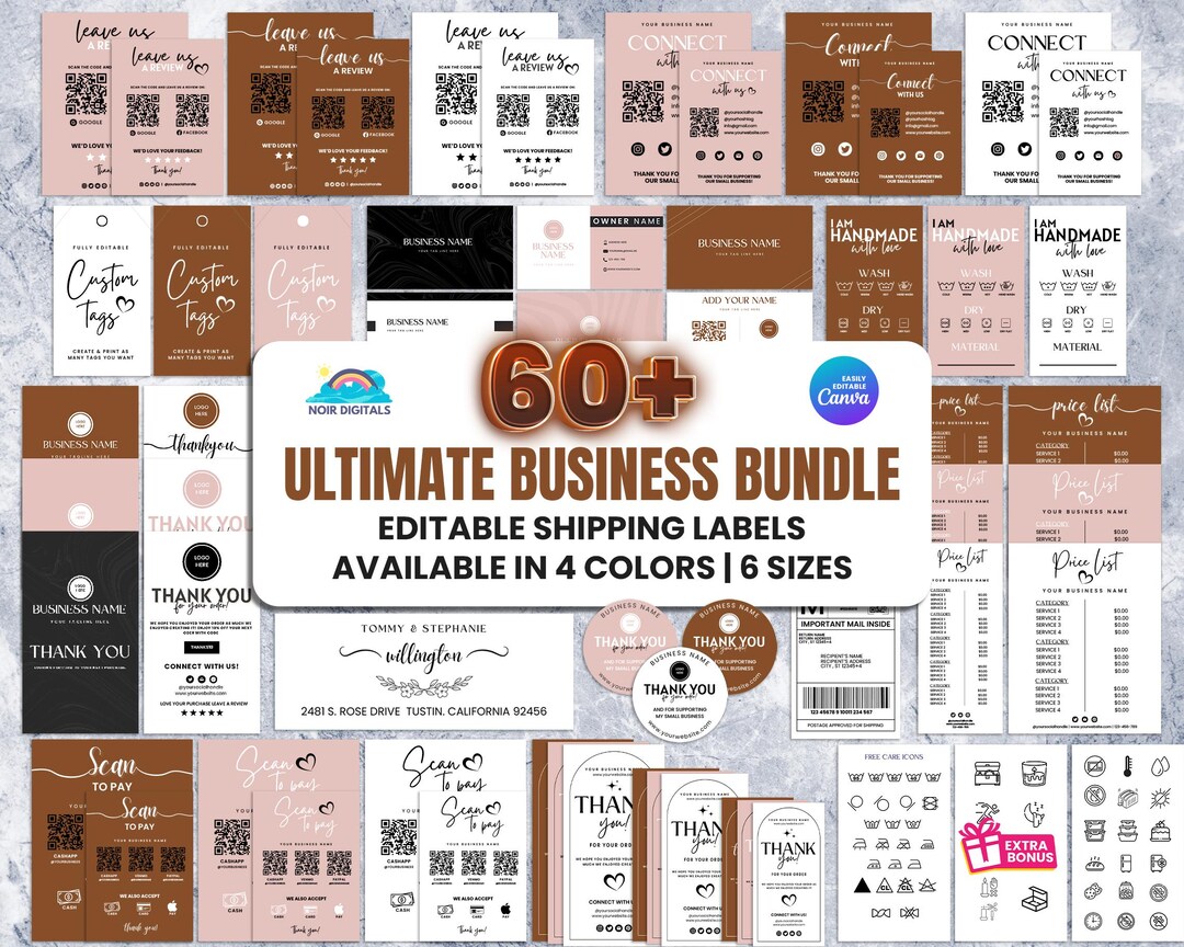 Editable Business Label Templates: Shipping, Thank You, QR Code ...