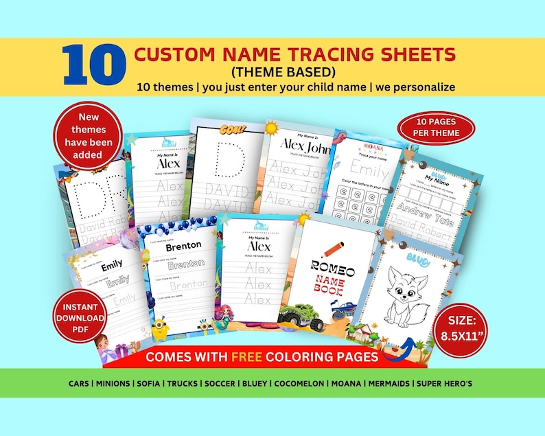 Custom Kids Name Tracing Sheet Personalized Handwriting Practice Name ...