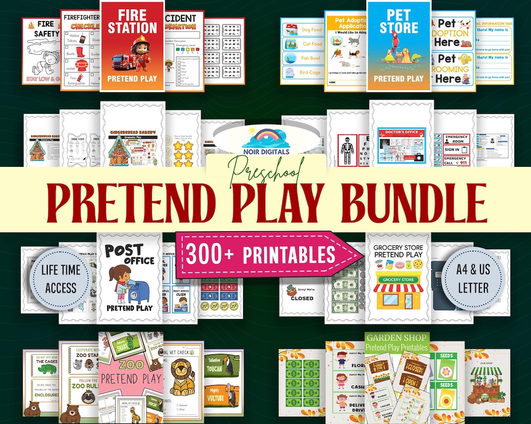 Pretend Play Bundle: Preschool Drama Play Roles Printable Activity Kits ...
