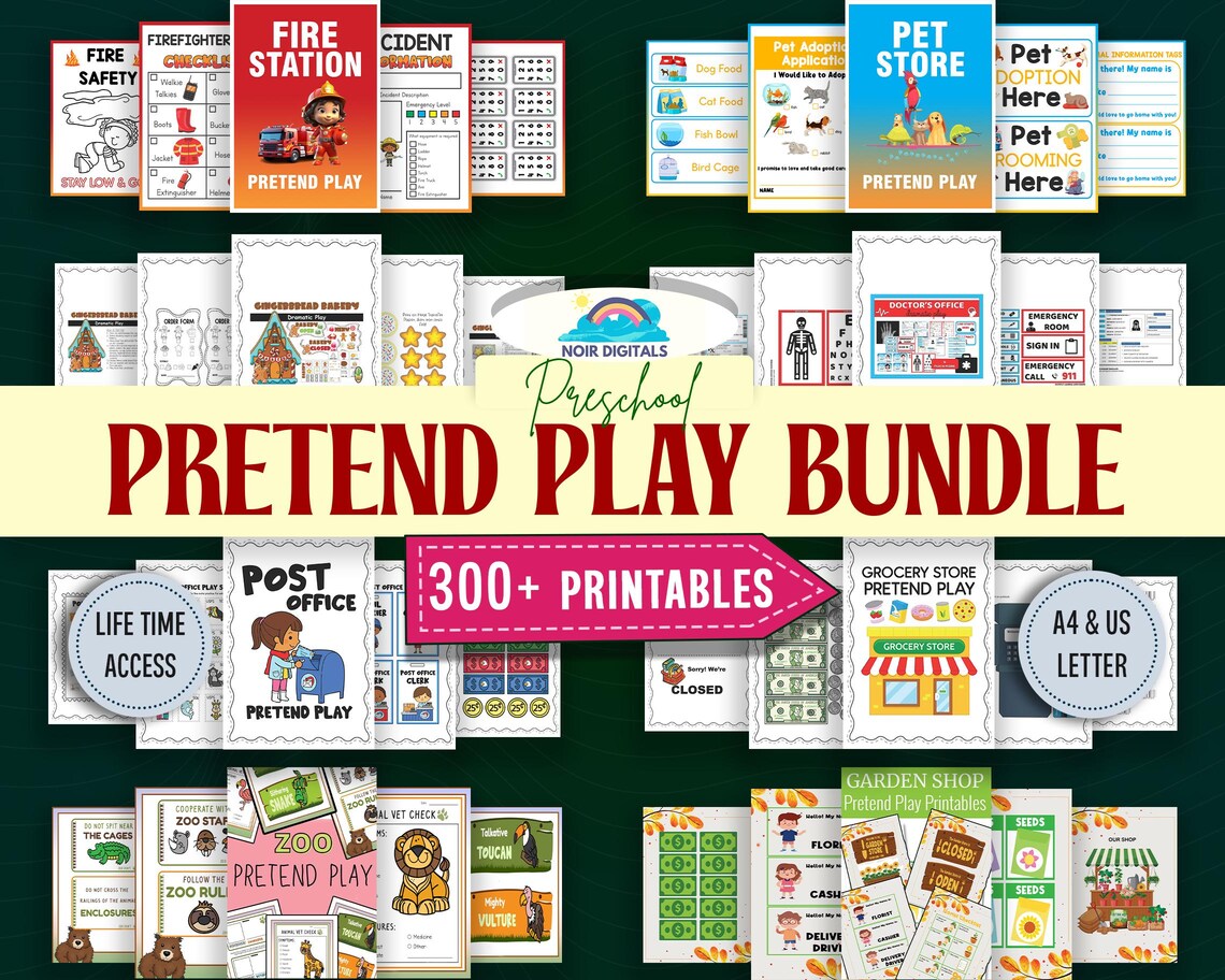 Pretend Play Bundle: Preschool Drama Play Roles Printable Activity Kits ...