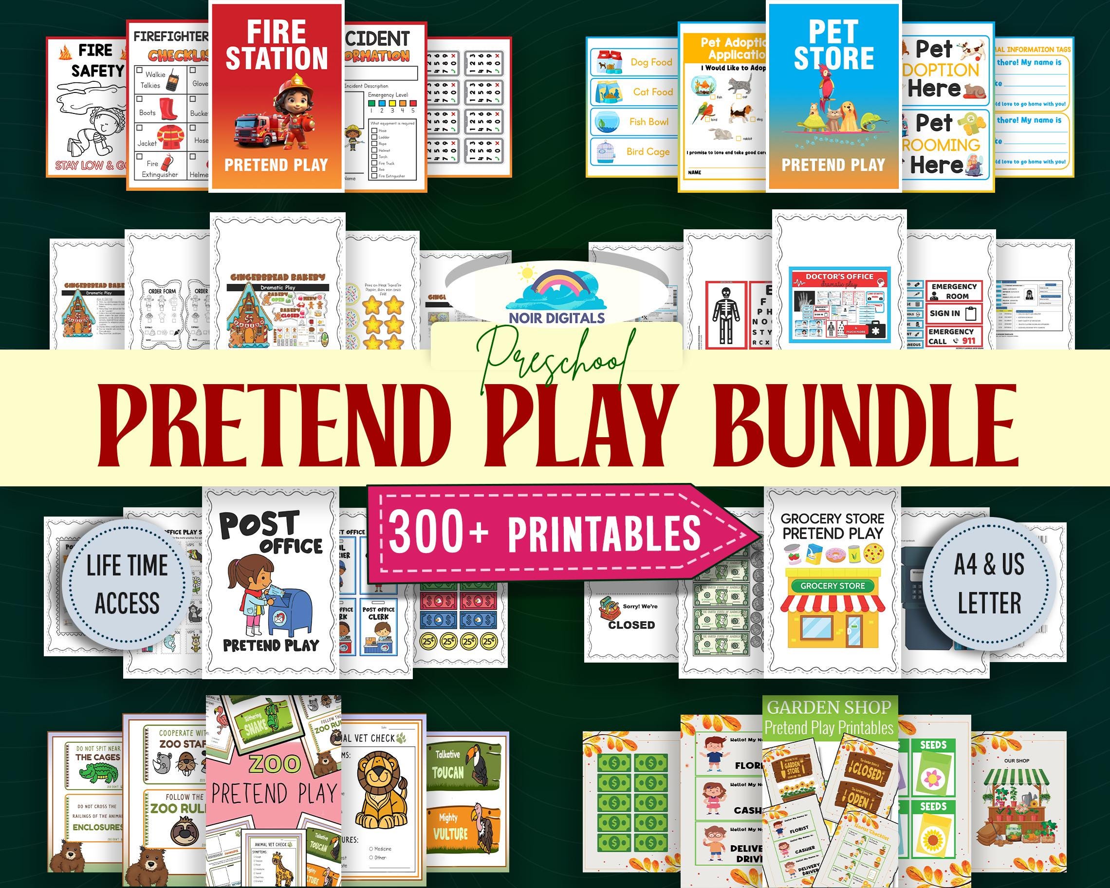 Pretend Play Bundle: Preschool Drama Play Roles Printable Activity Kits ...