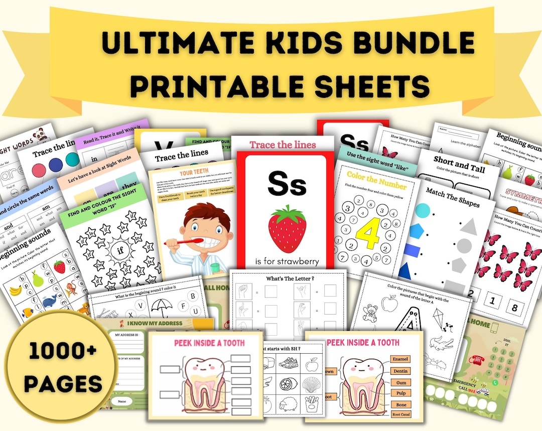 Preschool Toddler Learning Worksheets Bundle 1000+ Homeschool Activity ...