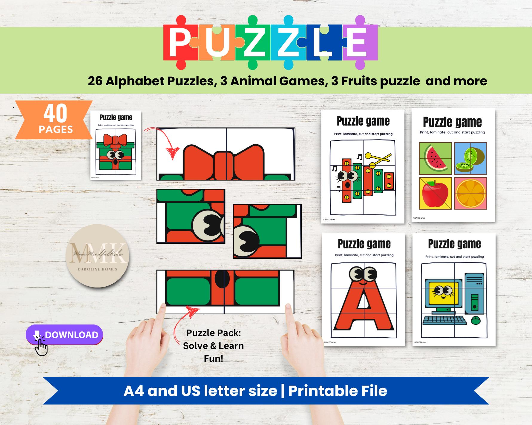Montessori Puzzle Printable: Preschool Learning Activity (digital ...
