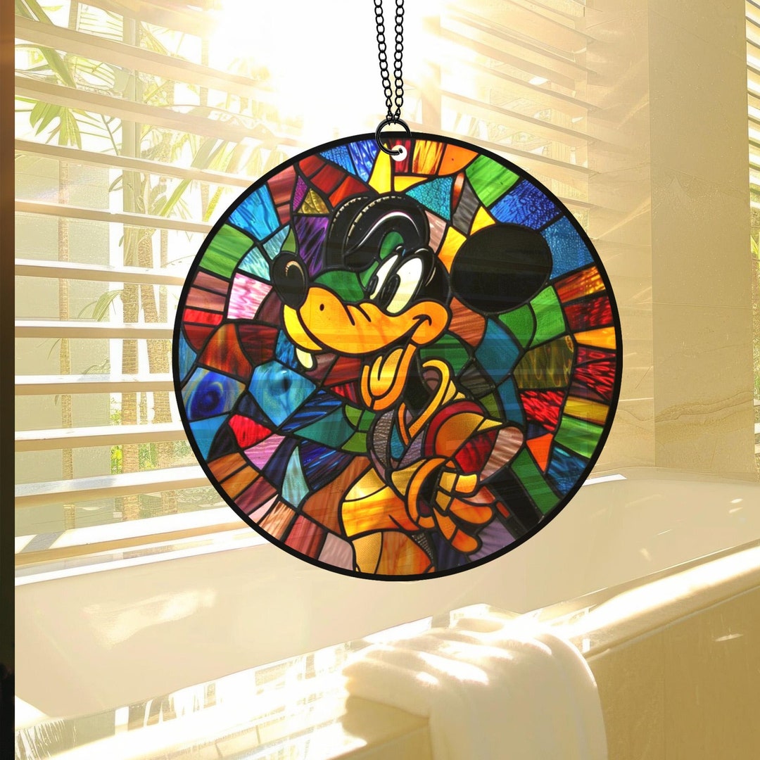 Goofy Dog Suncatcher, Faux Stained Glass Goofy Acrylic Ornament, Magic ...
