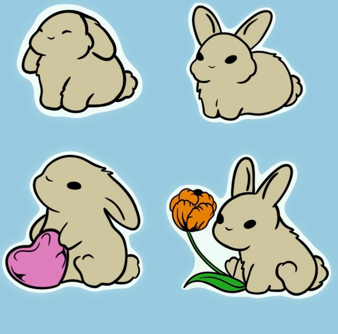 Cute Bunny Sticker Sheet Digital File - Etsy