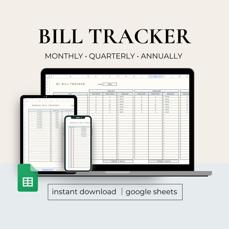 Bill Tracker, Bill Payment Checklist, Bill Planner, Monthly, Quarterly ...
