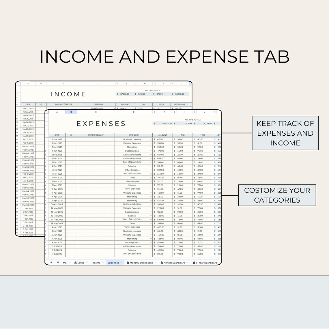 Ultimate Bookkeeping Package, Small Business Bookkeeping Template ...