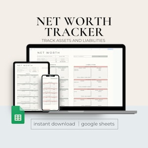 Net Worth Tracker, Google Sheets, Net Wealth Calculator, Assets and ...