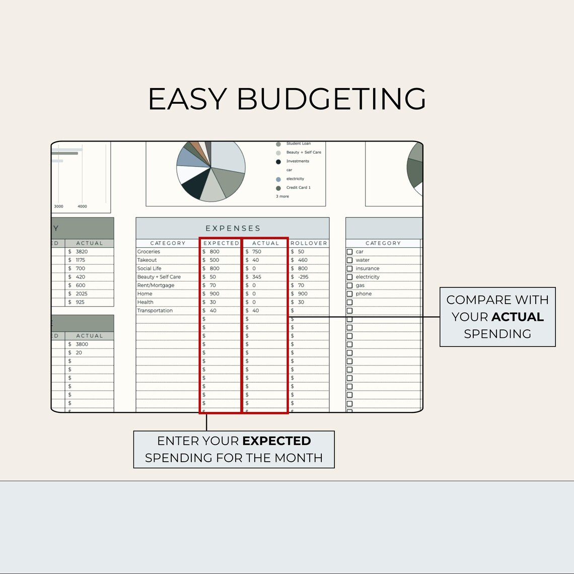 Simple Budget, One Page Budget Spreadsheet for Google Sheets, Budget ...