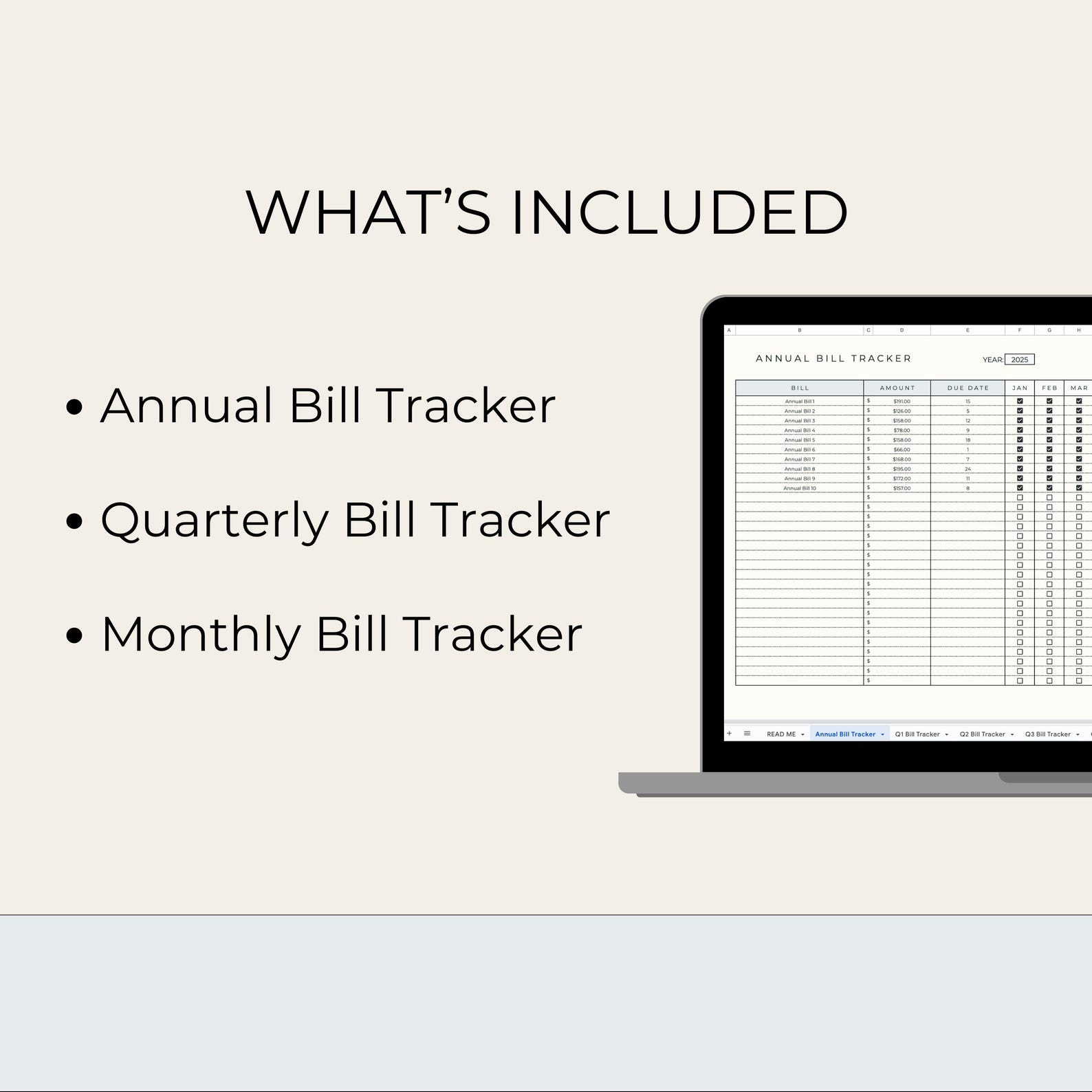 Bill Tracker, Bill Payment Checklist, Bill Planner, Monthly, Quarterly ...
