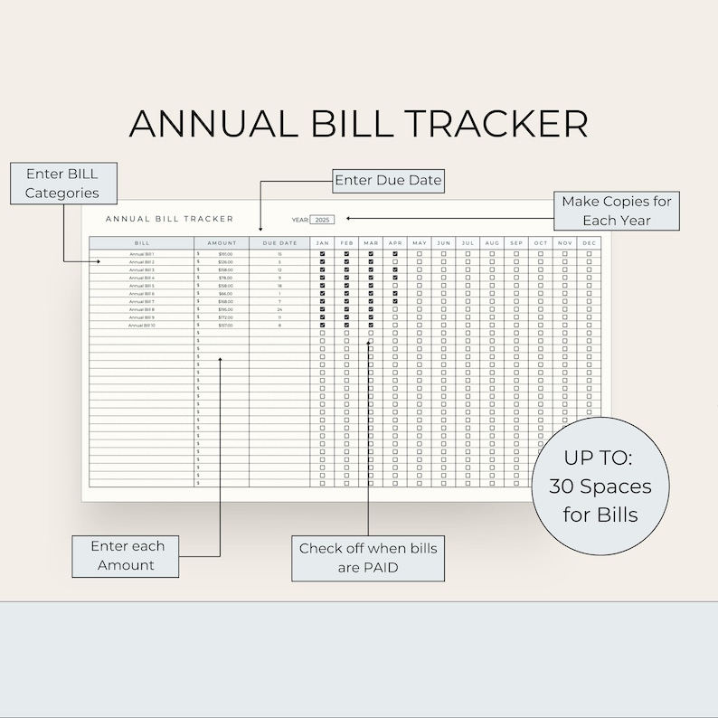 Bill Tracker, Bill Payment Checklist, Bill Planner, Monthly, Quarterly ...