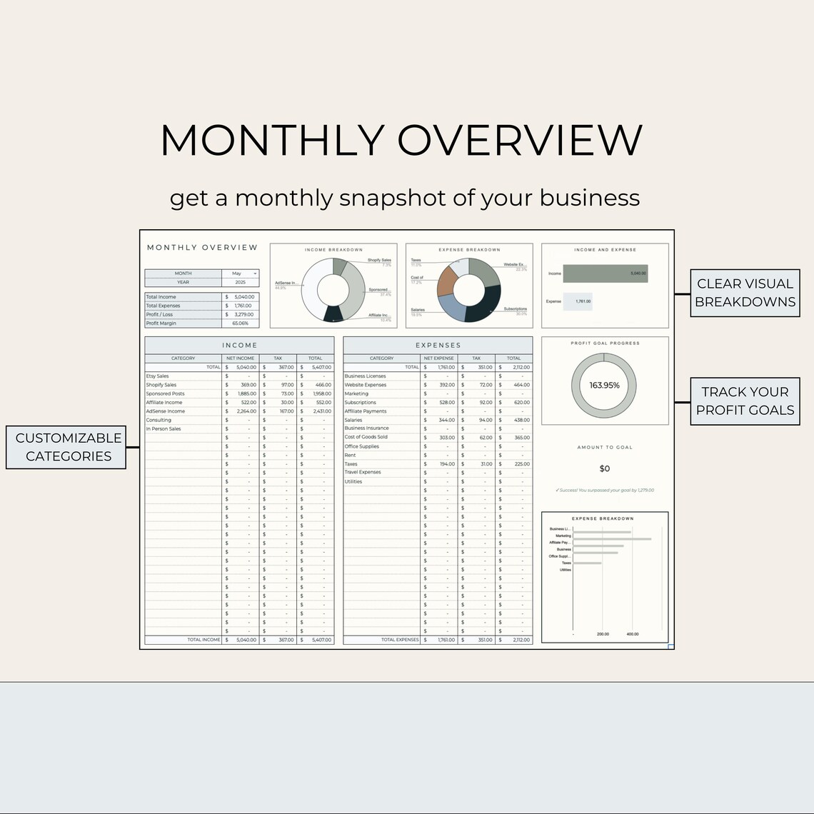 Ultimate Bookkeeping Package, Small Business Bookkeeping Template ...