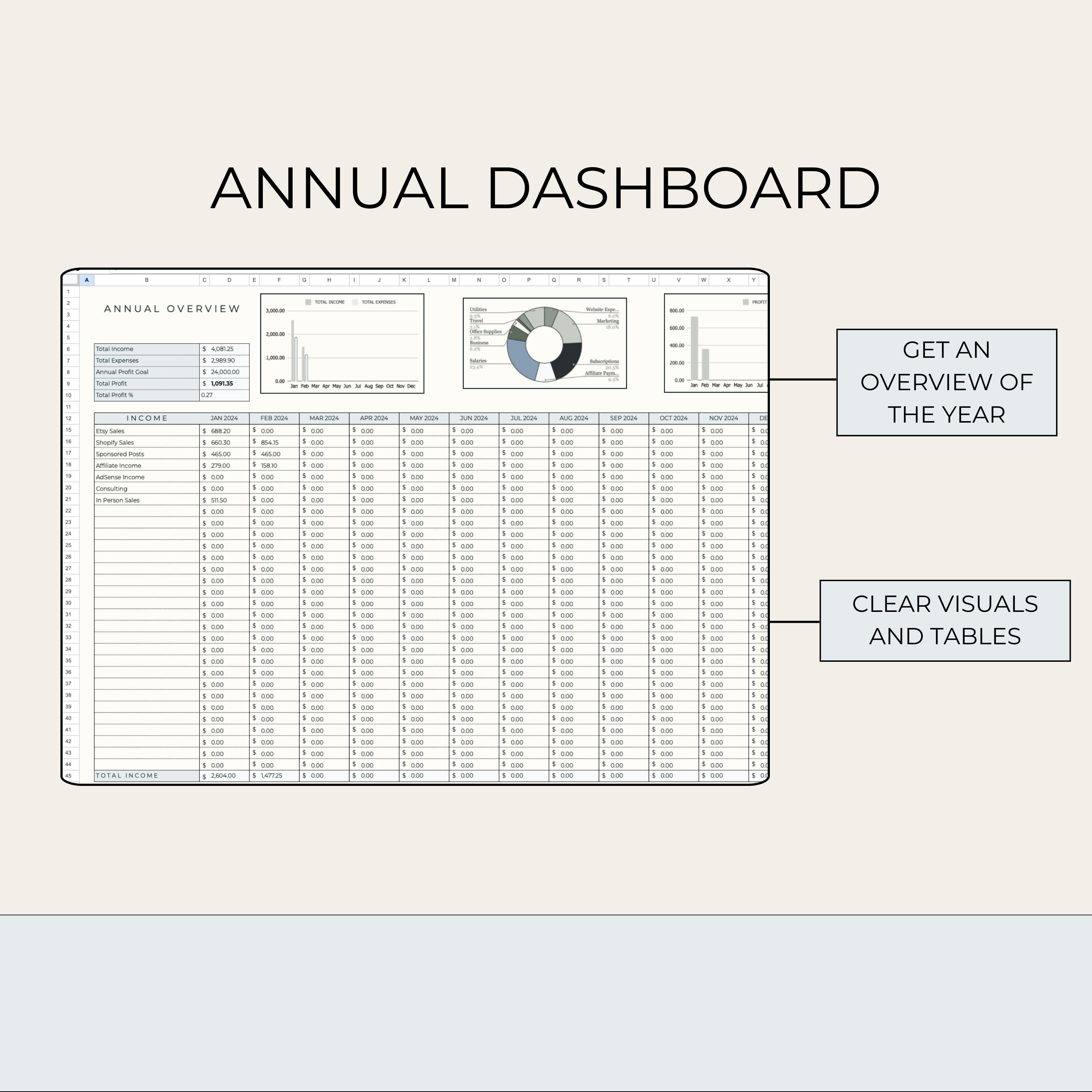 Easy Bookkeeping Package, Small Business Bookkeeping Template, Business ...