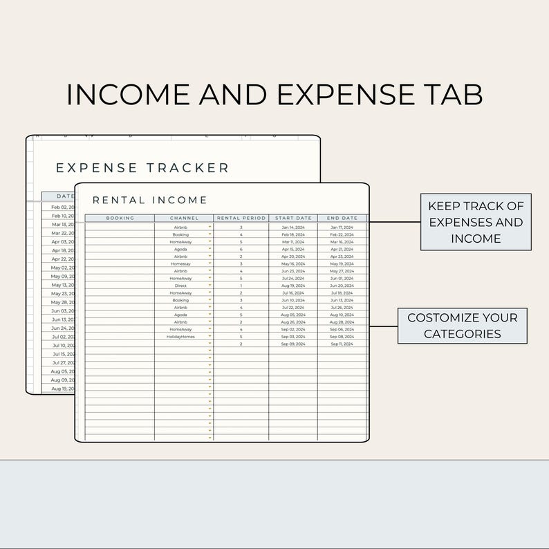 Rental Income and Expense Tracker, Rental Property Bookkeeping ...