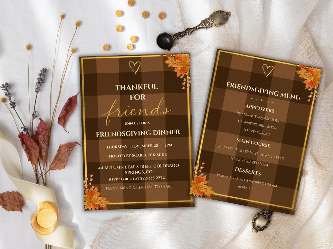 Friendsgiving Invitation Template, Thanksgiving Dinner Invite, Editable ...