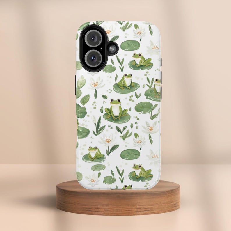 Frog Phone Case - Cute Frog and Lily Pad Phone Case - Nature Aesthetic ...