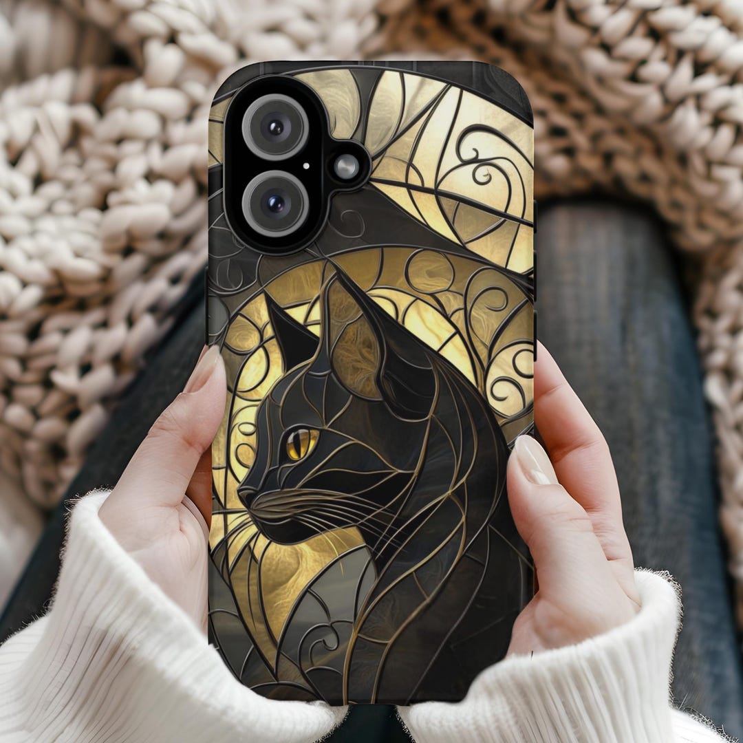 Black Cat Phone Case ,art Nouveau Cat iPhone Case, Gothic Cat Phone ...