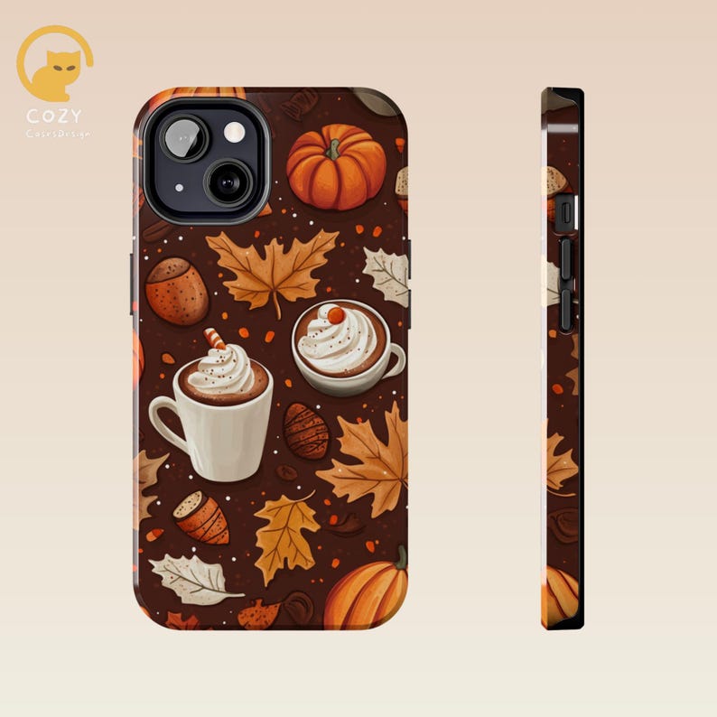 Fall Phone Case,fall Coffee Phone Case,autumn Leaves and Pumpkin iPhone Cover,case iPhone 16 15 ...