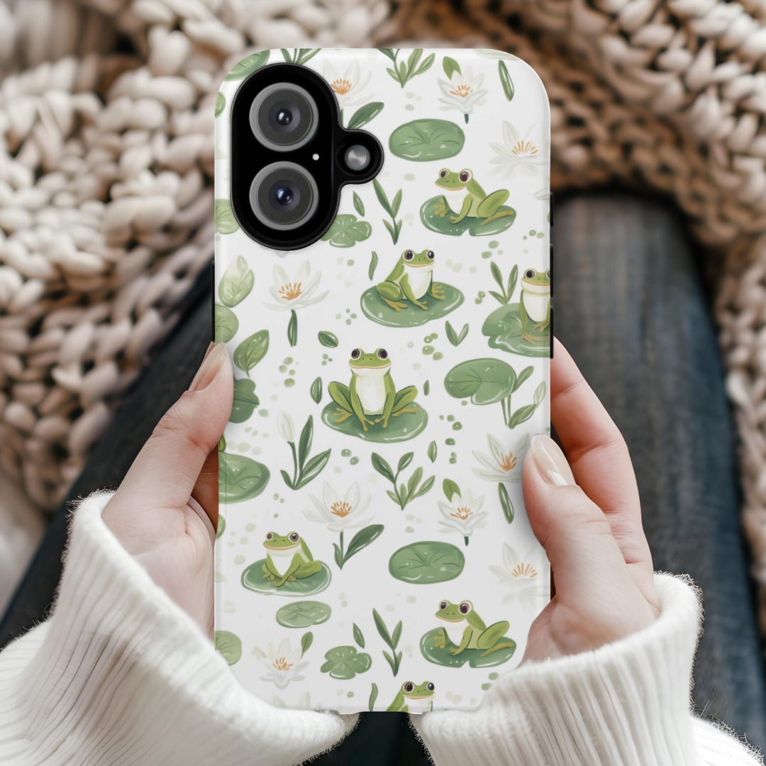 Frog Phone Case - Cute Frog and Lily Pad Phone Case - Nature Aesthetic ...
