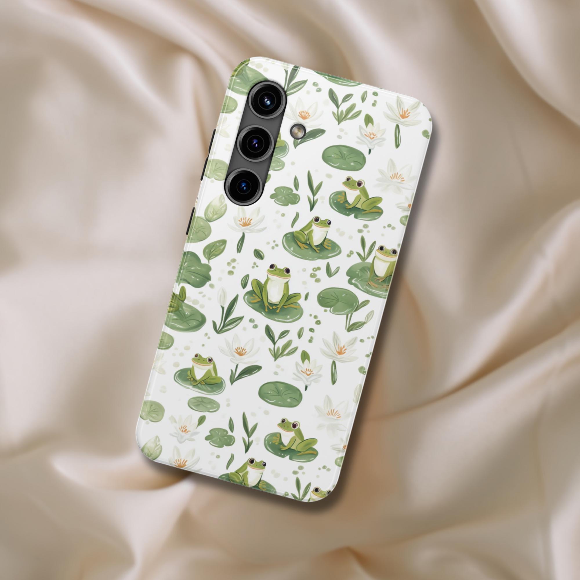 Frog Phone Case - Cute Frog and Lily Pad Phone Case - Nature Aesthetic ...