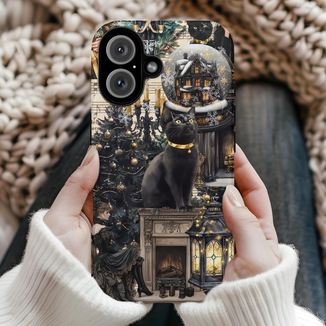 Gothic Christmas Collage Phone Case,black Cat Phone Case, Vintage ...