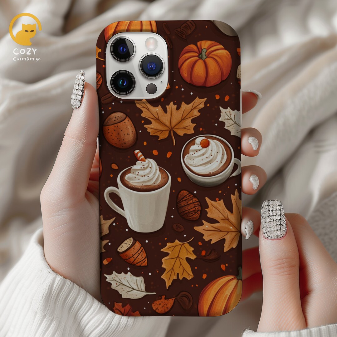 Fall Phone Case,fall Coffee Phone Case,autumn Leaves and Pumpkin iPhone ...