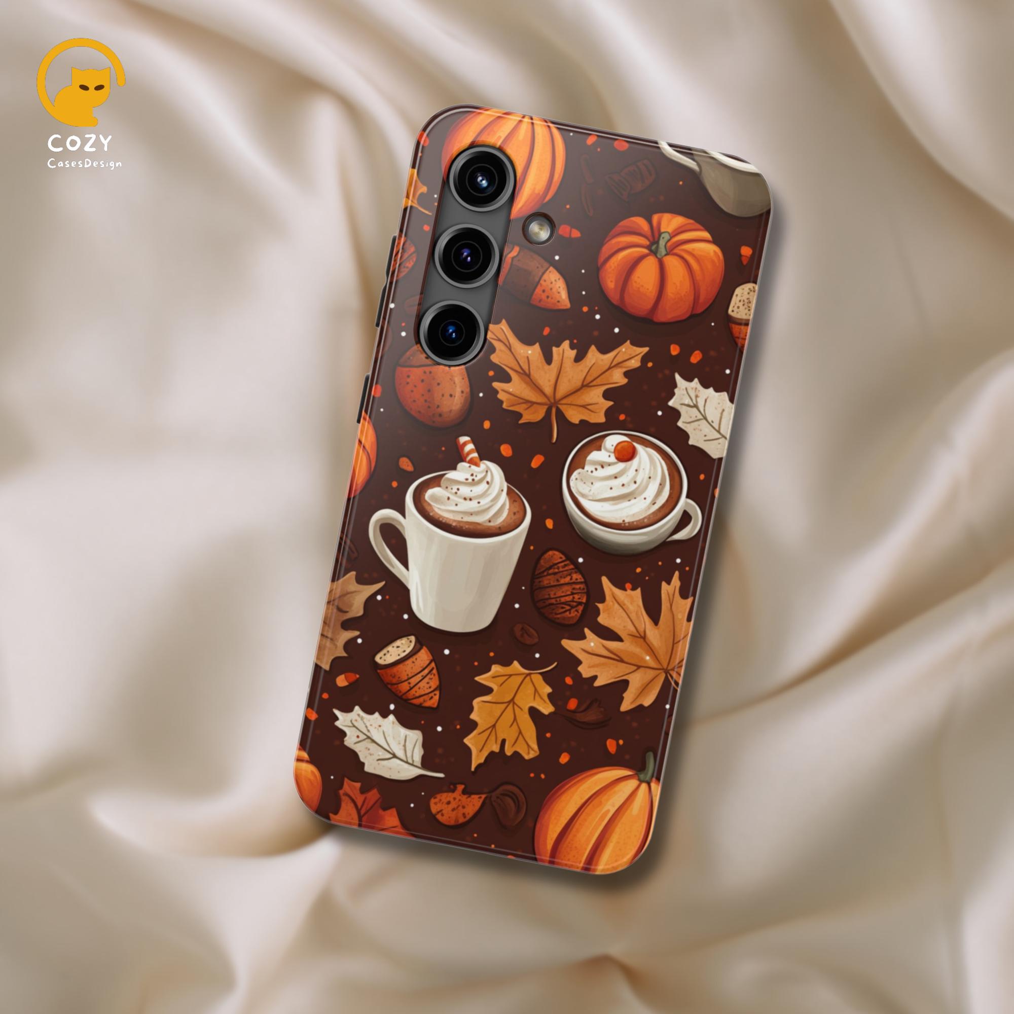 Fall Phone Case,fall Coffee Phone Case,autumn Leaves and Pumpkin iPhone Cover,case iPhone 16 15 ...