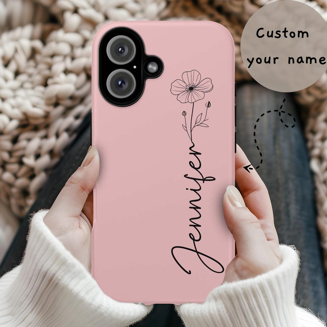 Custom Birth Flowers Phone Case,custom Name Phone Case,personalized ...