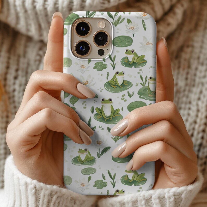 Frog Phone Case - Cute Frog and Lily Pad Phone Case - Nature Aesthetic ...