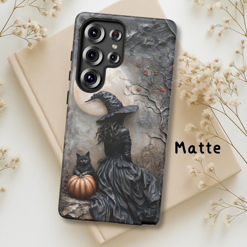 Gothic Witch Phone Case: Dark Fantasy Black Cat & Pumpkin Cover - Etsy