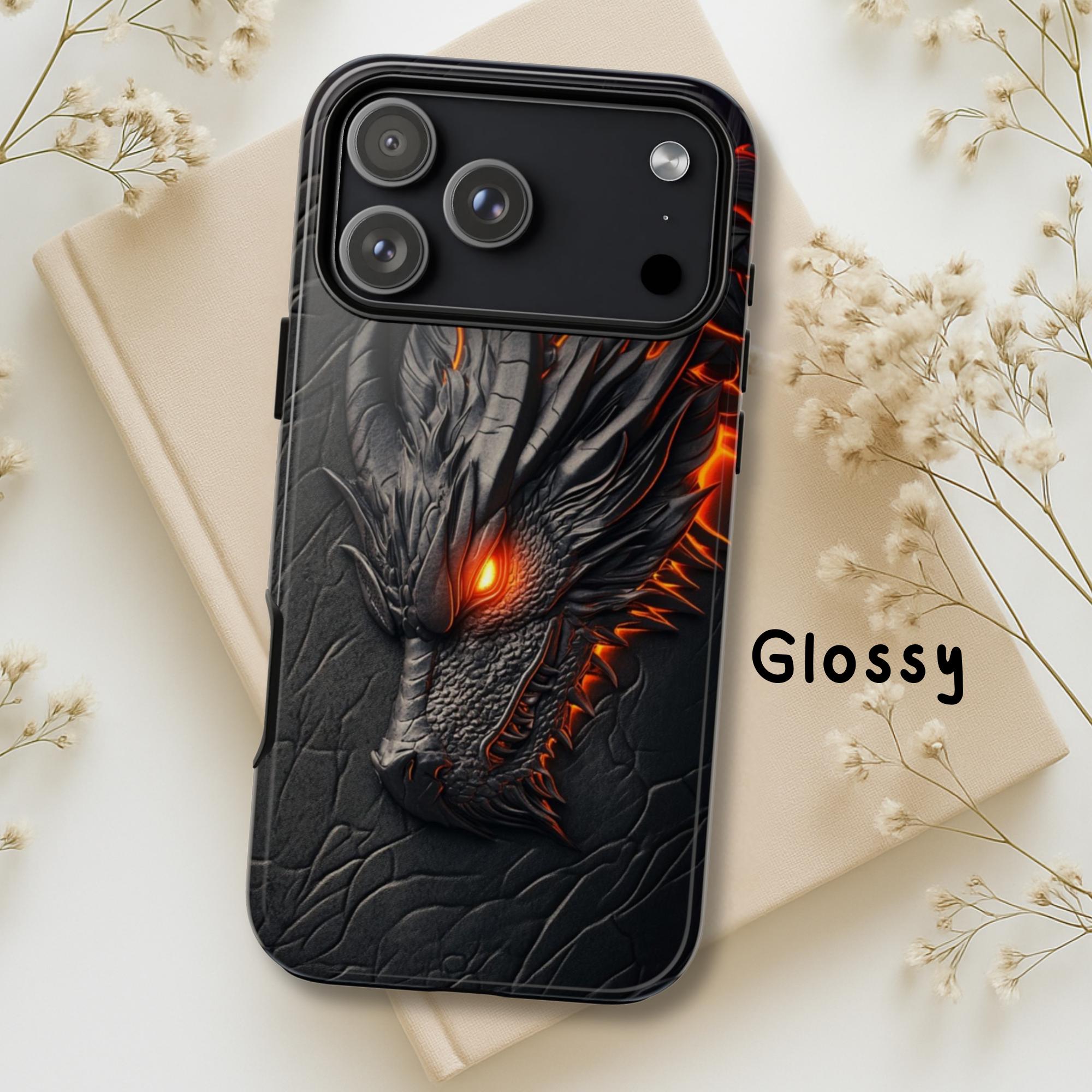 Black Dragon Phone Case,fantasy Fire Dragon Phone Cover, Gothic ...