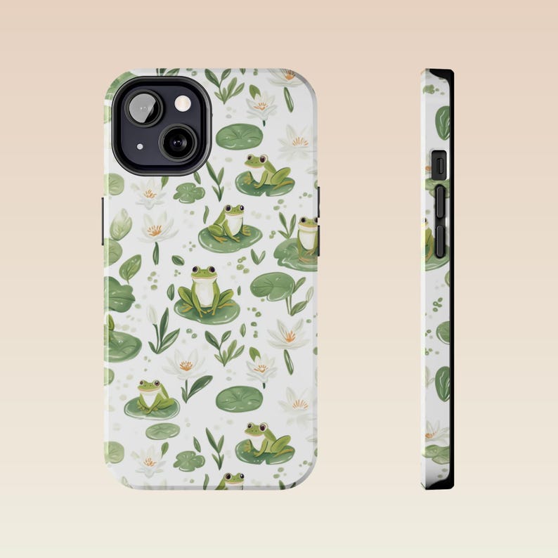 Frog Phone Case - Cute Frog and Lily Pad Phone Case - Nature Aesthetic ...
