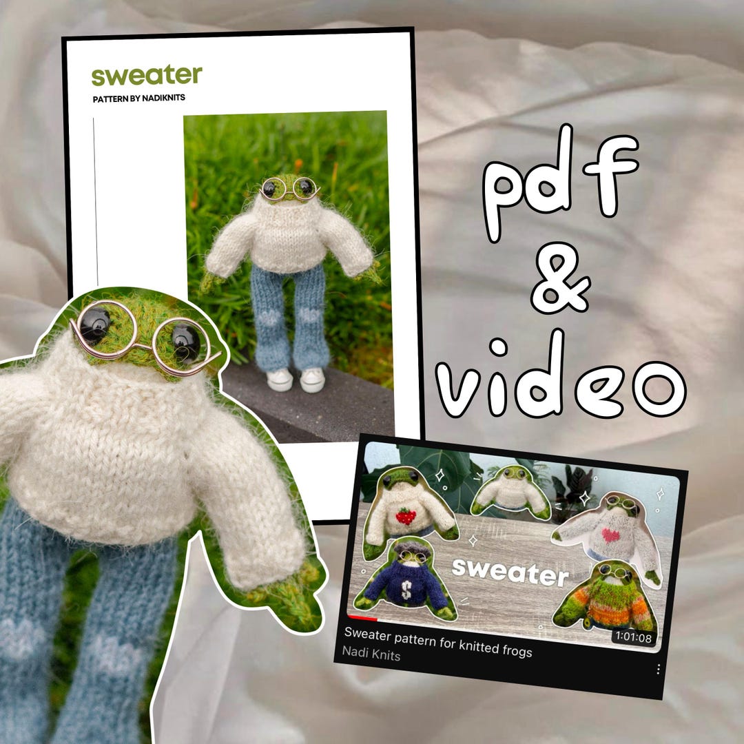 Knitting Pattern - Frog Sweater, PDF Pattern for 5.1-inch Frog Clothes ...