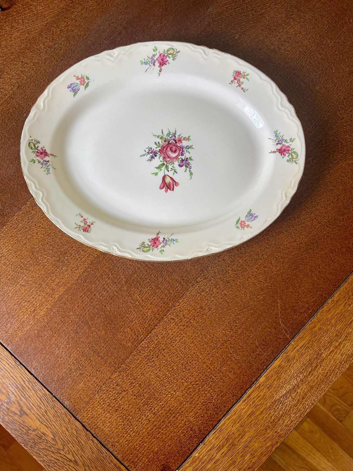 Household Institute Priscilla Pattern Oval Serving Platter - Etsy
