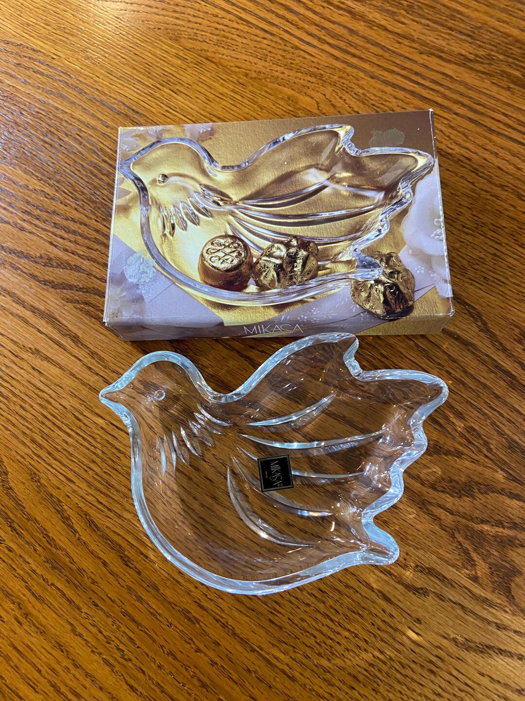 Mikasa Heavy Glass Dove Shaped Candy Dish Love Song Bonbonniere NIB ...