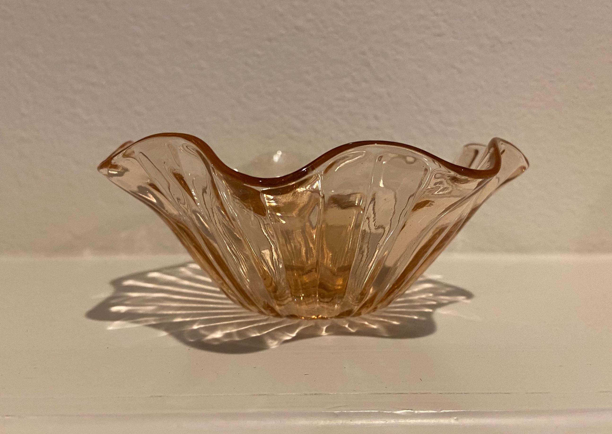 Pink Ruffled, Fluted, Bowl-shaped Glass Candle Holder; Sparkly - Etsy