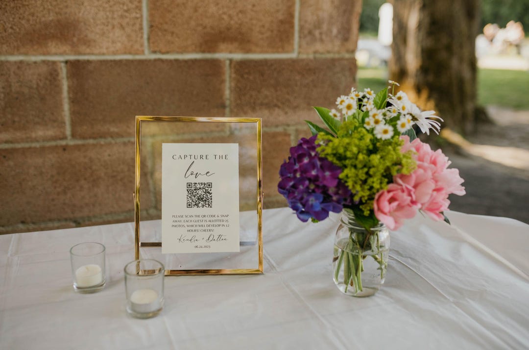 Custom QR Code Wedding Photo Sign: Elegant Guest Photo Sharing - Etsy
