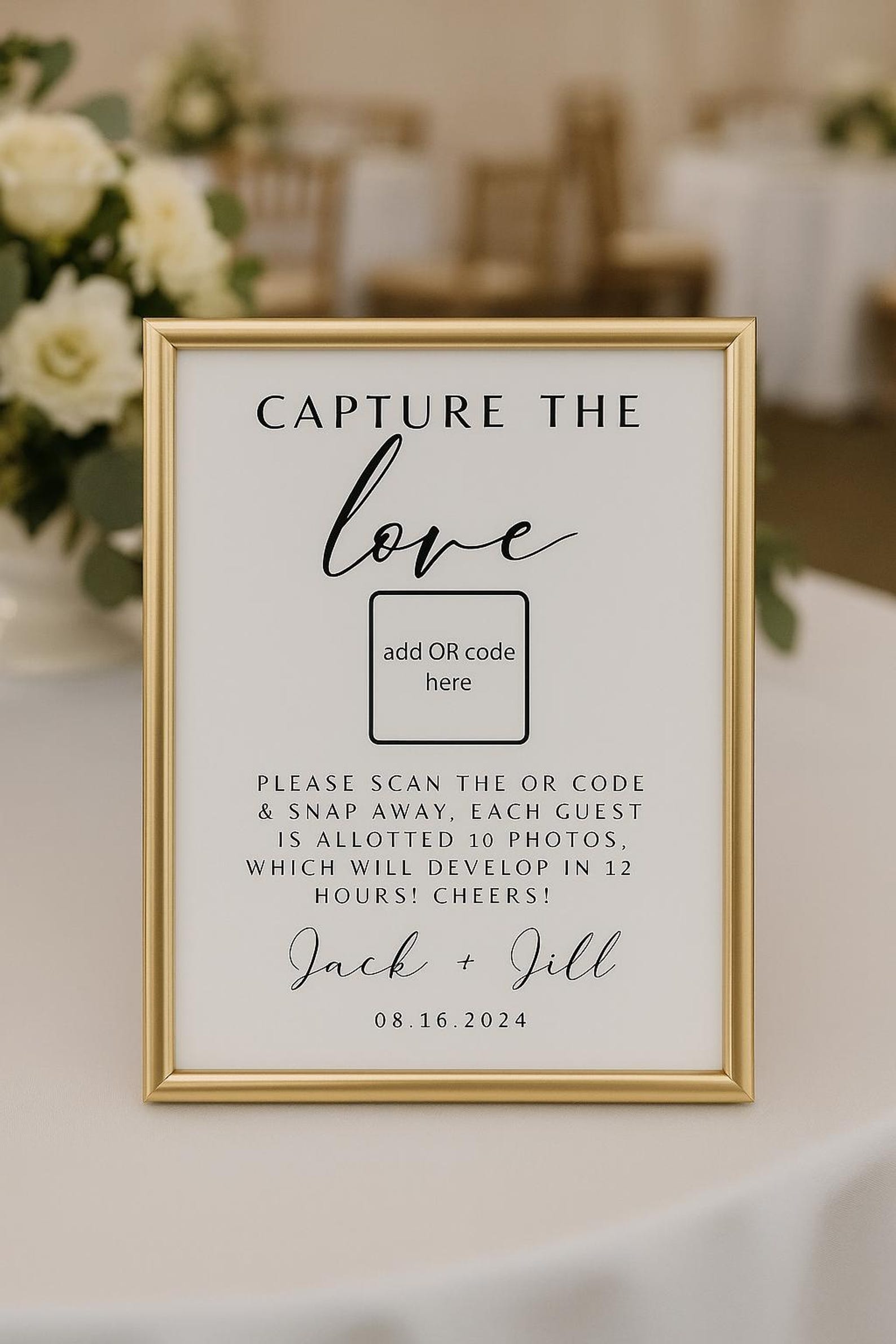 QR Code Wedding Photo Sharing Sign: Modern Calligraphy, Editable ...