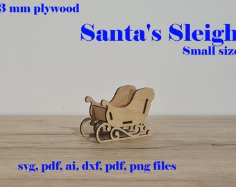 Santa's Sleigh Decoration Svg, Pdf, Ai, Dxf, Png Laser Cut Files for ...