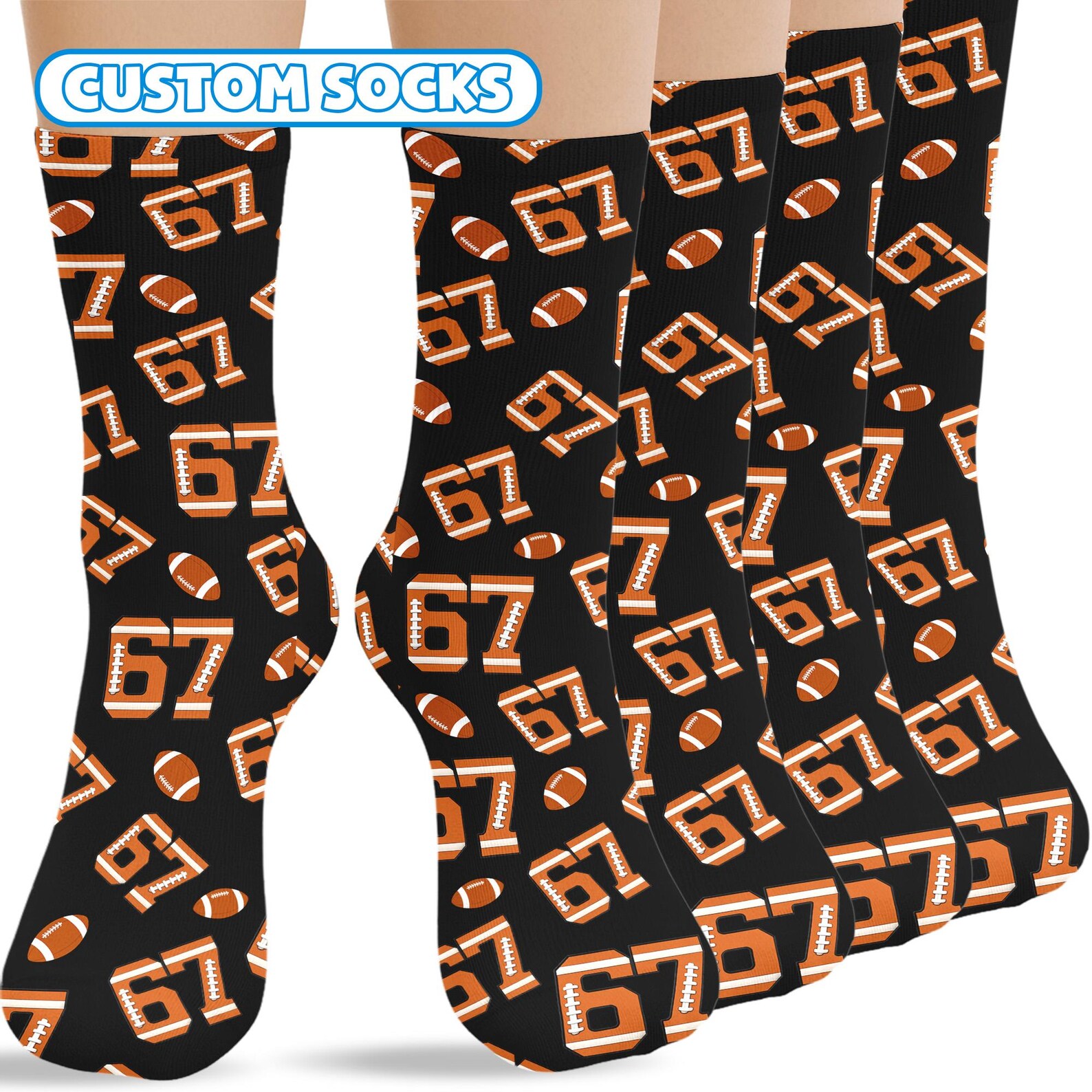 Funny Six Seven 67 Football Footbal, Football 67 Socks, Funny Teenager ...