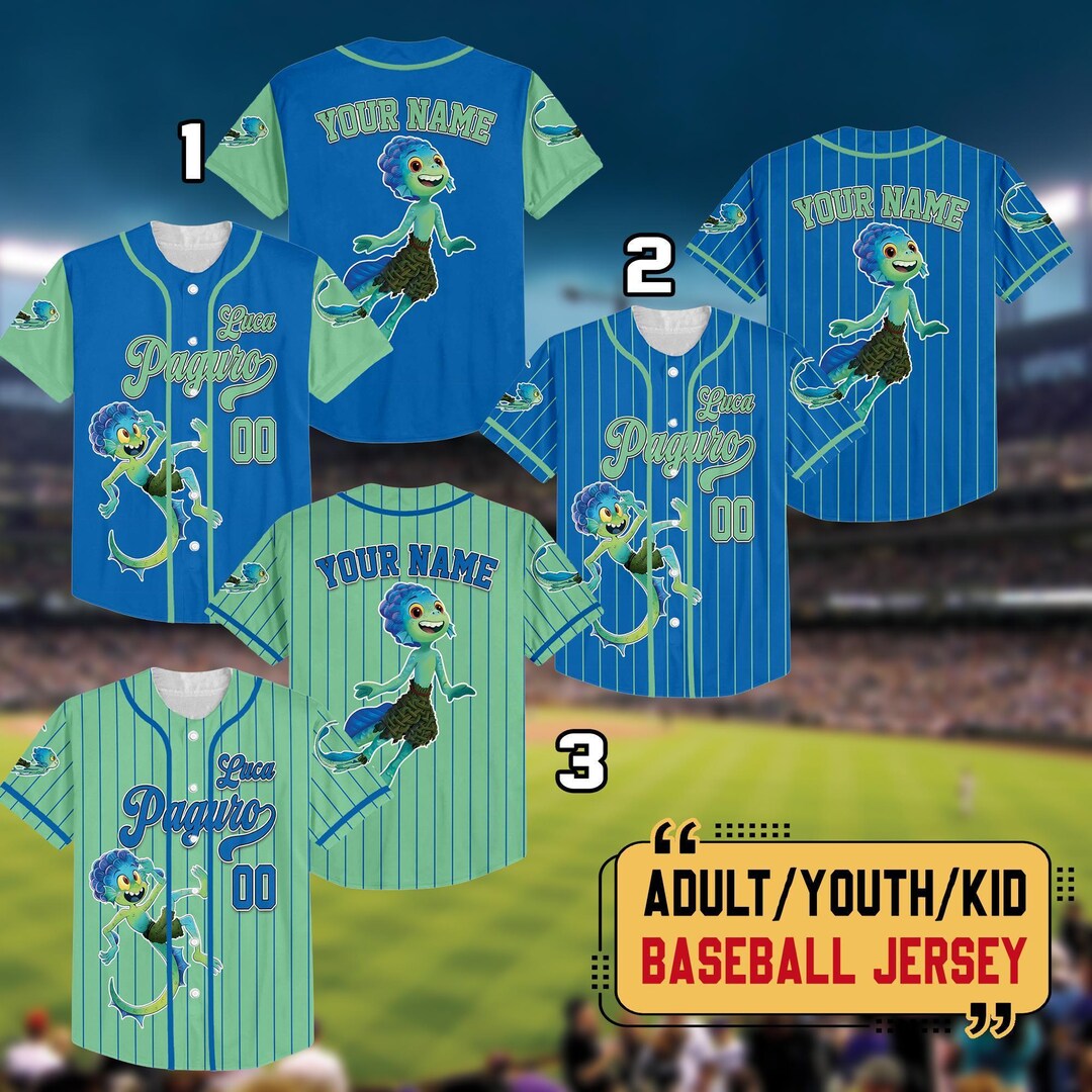 Personalized Luca Paguro Jersey Green Blue Baseball Jersey, Luca WDW ...