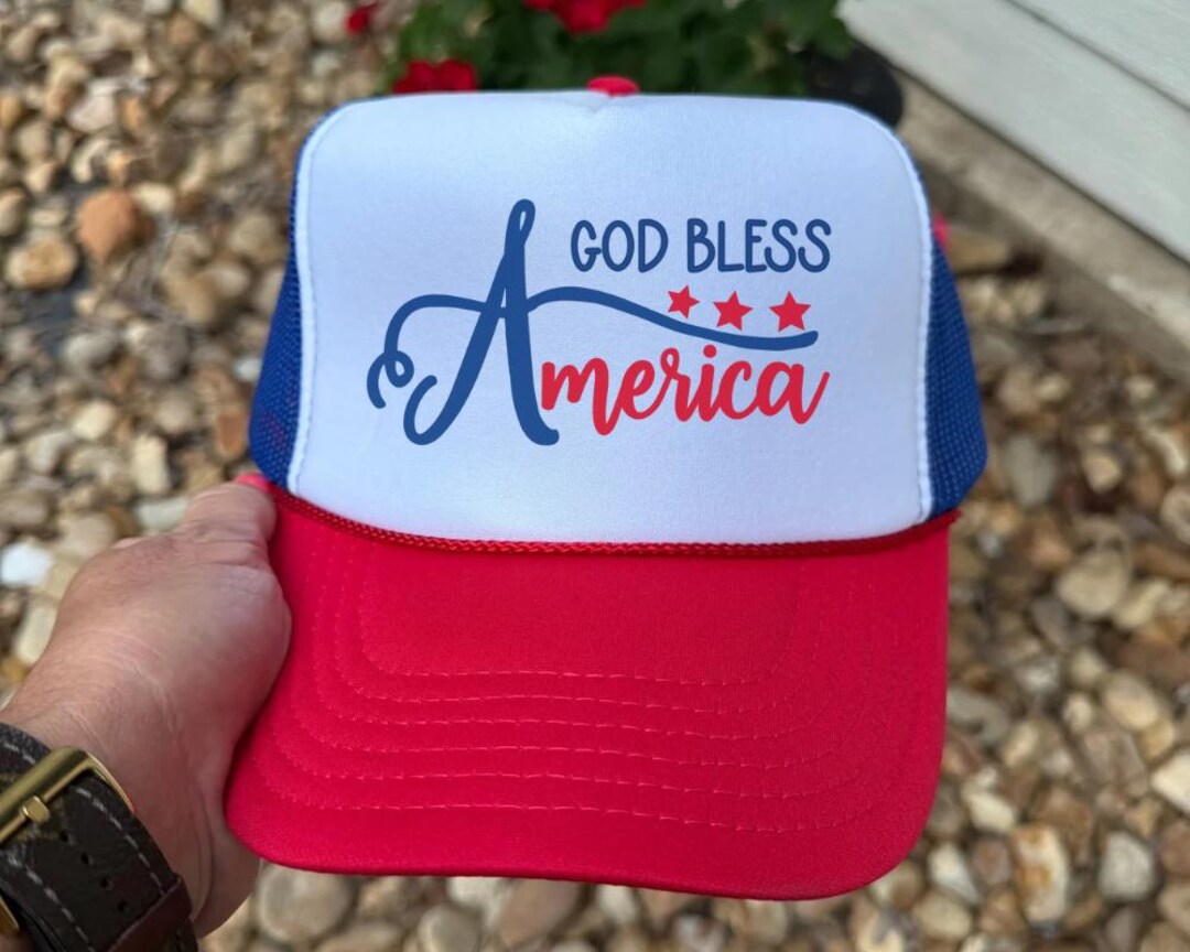 God Bless America Patriotic Trucker Hat | Red White Blue Independence ...
