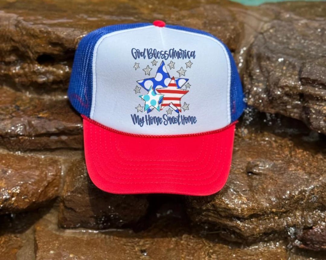 God Bless America Trucker Hat: Patriotic Red White & Blue - Etsy